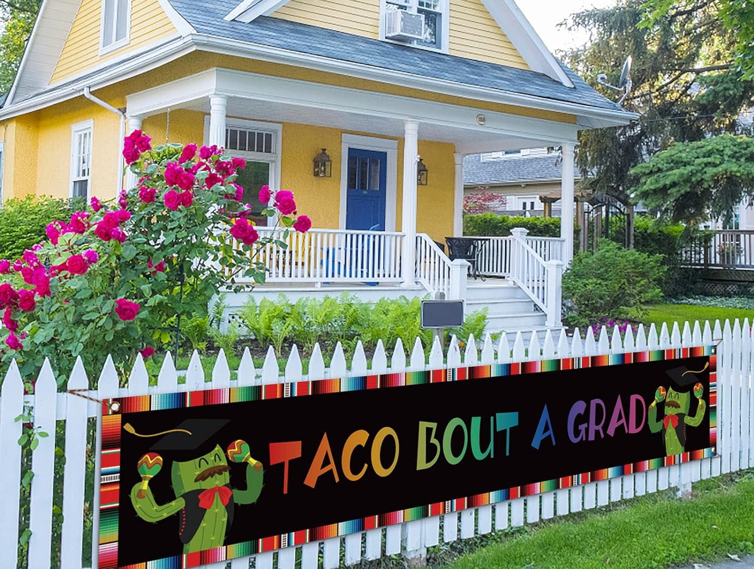 Taco Bout A Grad Fence Banner Mexican Graduation 2024 Cap Catus Mexico ...