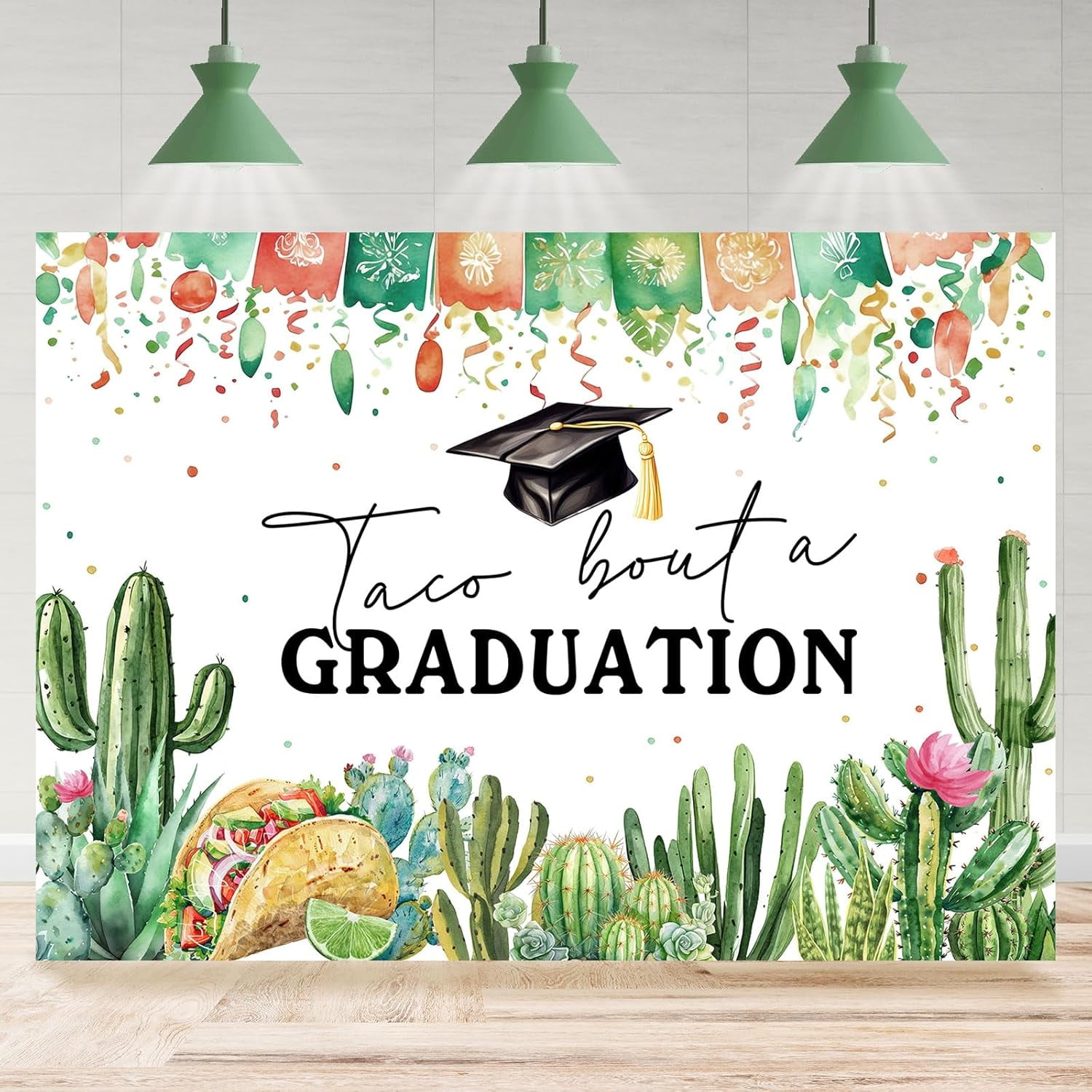 Taco Bout A Graduation Backdrop Cactus Mexican Taco Graduation ...