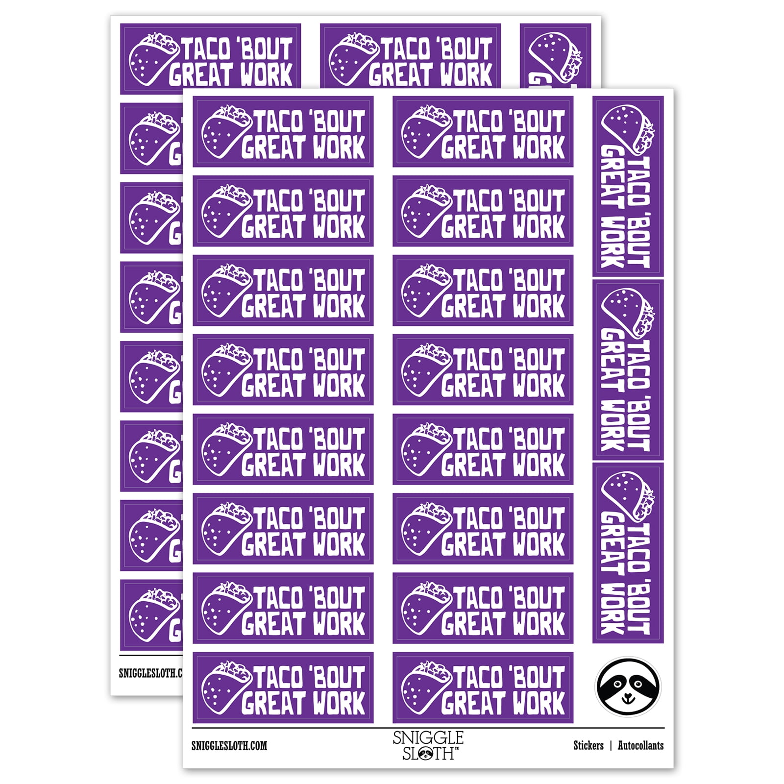 Taco 'Bout Great Work Teacher Student School Sticker Set - Purple ...