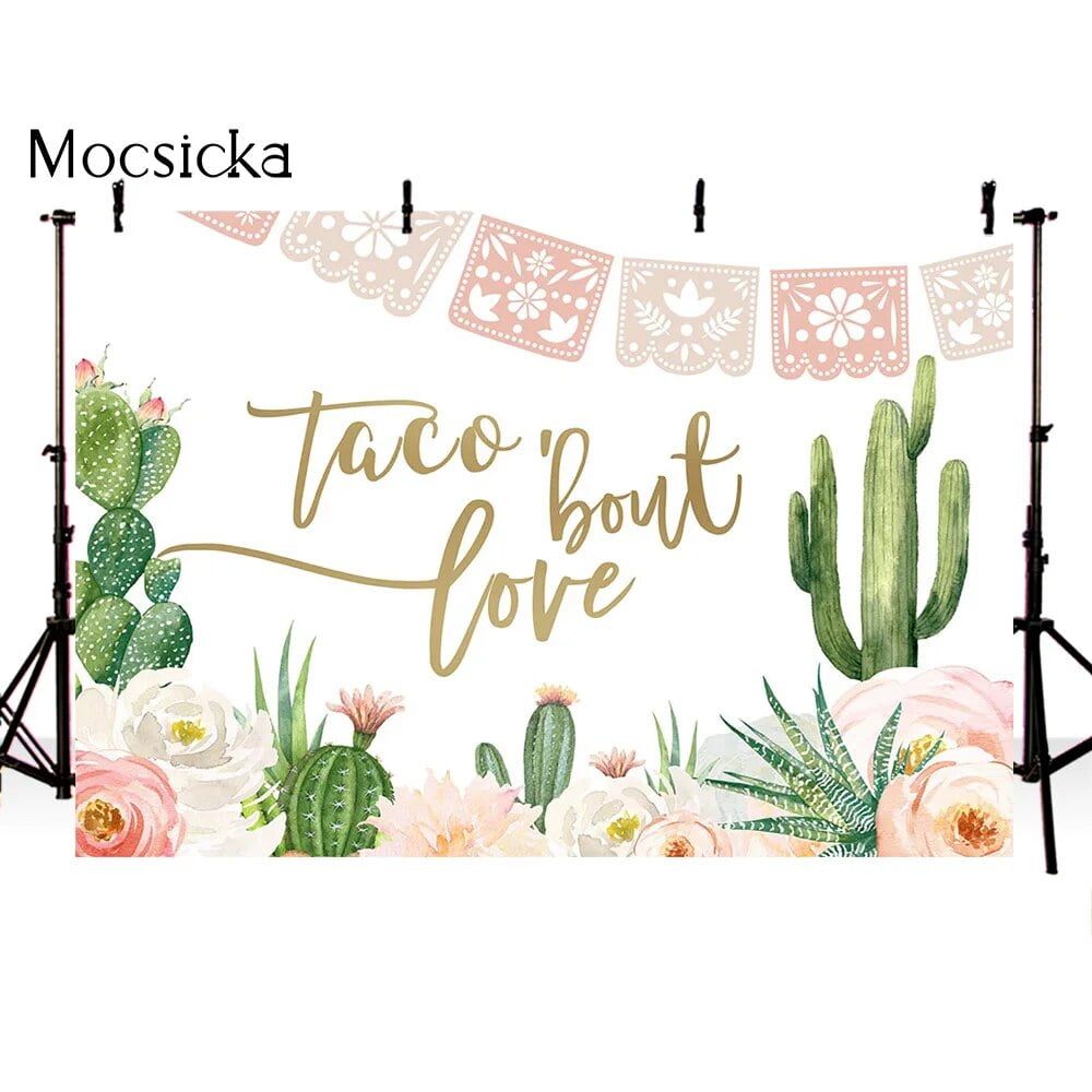 Taco Bout Love Backdrop Cactus Flower Taco Wedding Photo Background ...