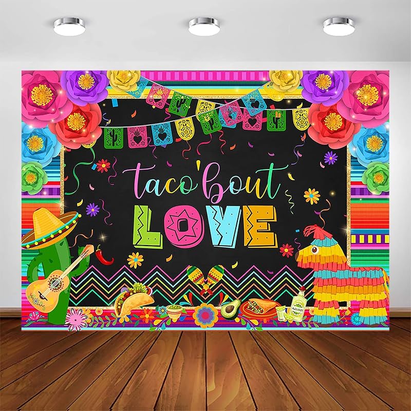 Taco Bout Love Backdrop Cactus Flower Wedding Photography Background ...