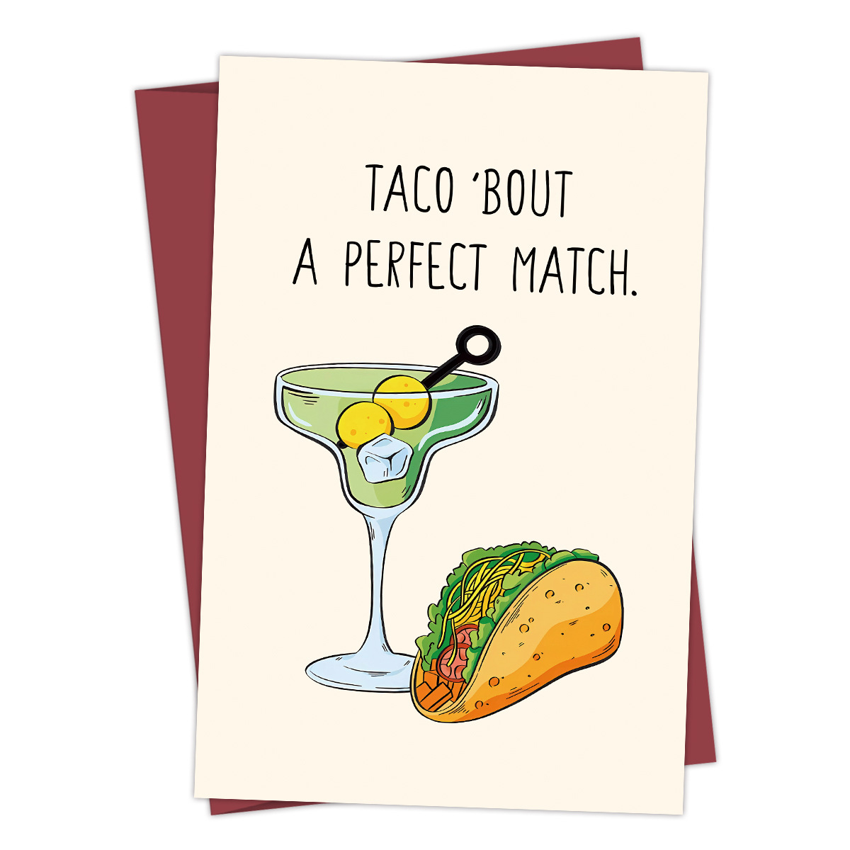 Taco 'Bout a Perfect Match Card – Fun Greeting Card Featuring Margarita ...