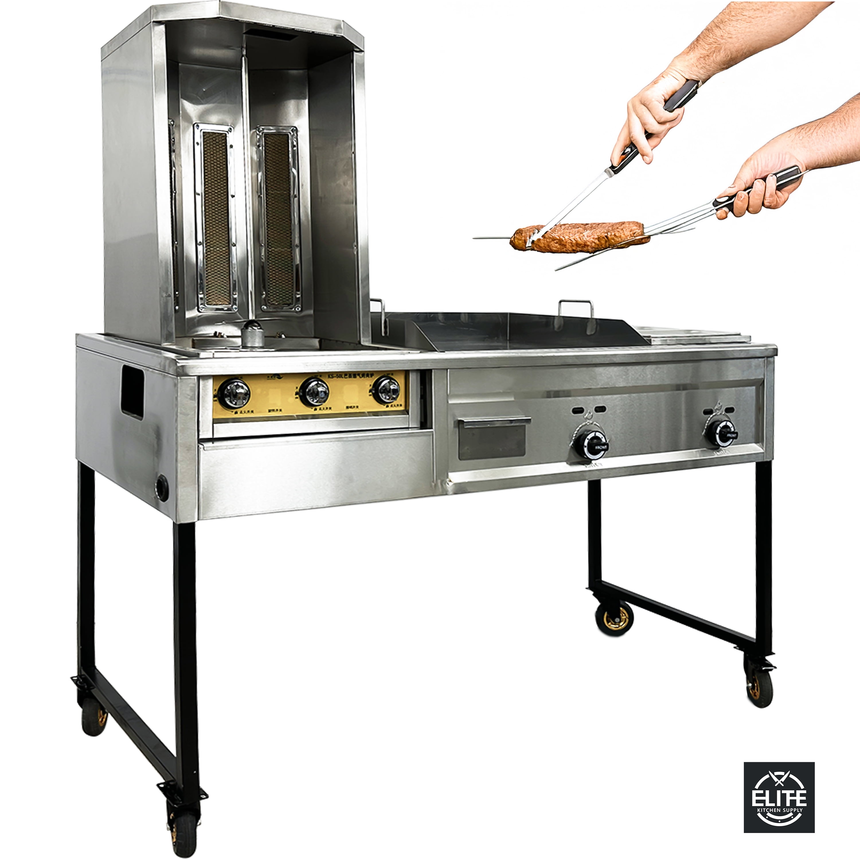 60 in. Taco Cart Trompo Griddle Warmer, Shawarma Machine Gyro Tacos al ...