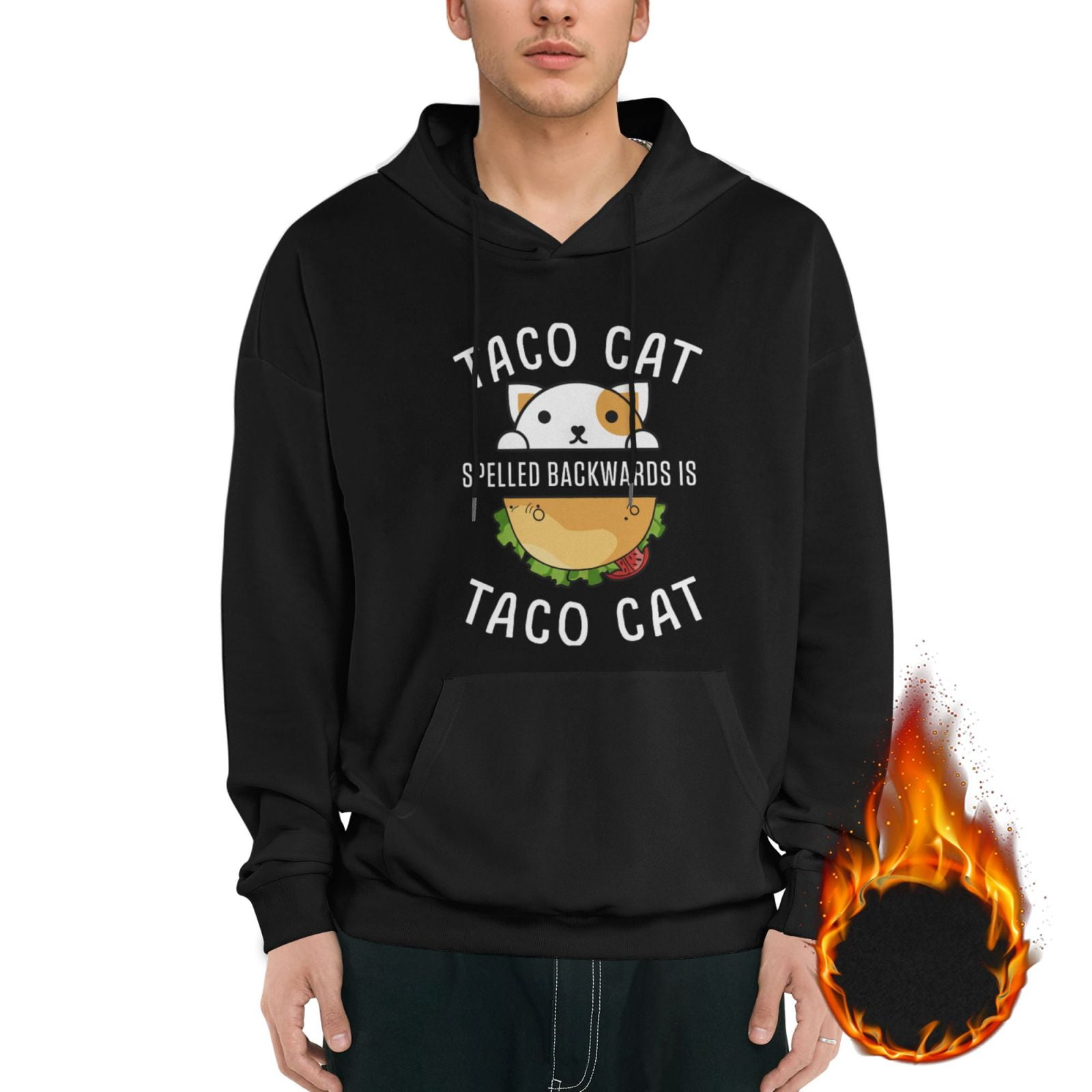 Taco Cat Men'S Fleece Hoodie Pullover Hooded Sweatshirt Hoodies With ...