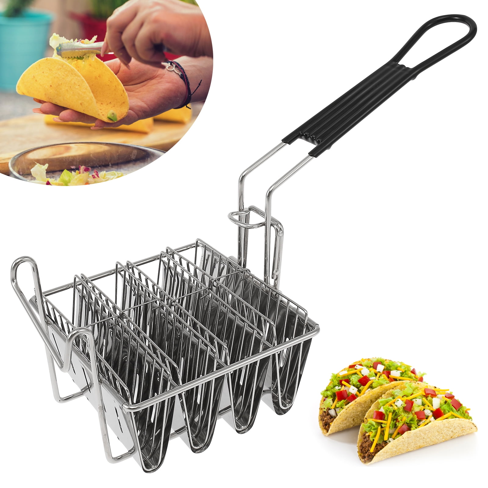Taco Fryer Basket 4 Shells Taco Shell Fry Basket Stainless Steel Taco ...