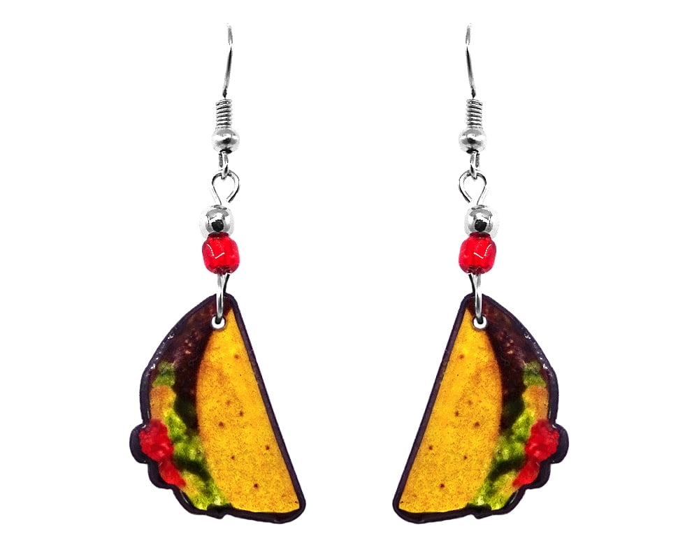 Taco Graphic Dangle Earrings - Womens Fashion Handmade Jewelry Food ...