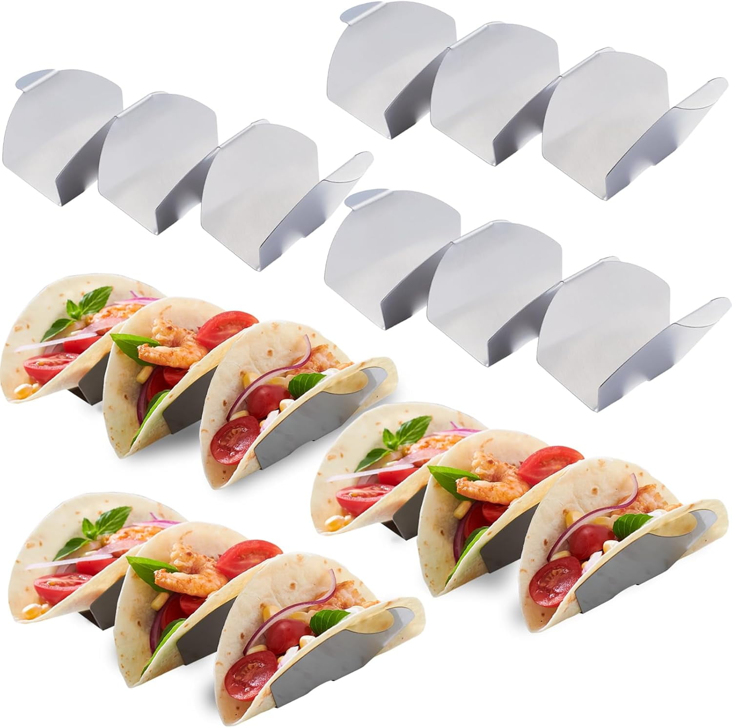 Taco Holder Set of 6-Taco Holders for 3 Tacos Stainless Steel Taco ...