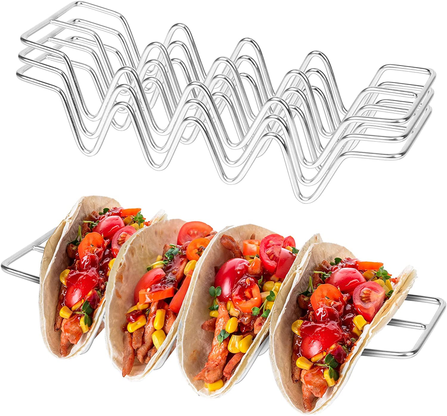 Taco Holder Set of 4. Large Taco Tray Plastic Taco plates Hold Up 3 ...