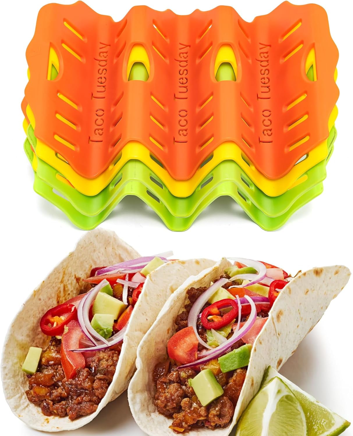 Taco Holder Stands - 3 PCS Colorful Taco Trays Taco Plates Taco Rack ...