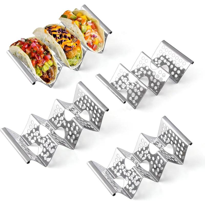 Taco Holders Set of 4, Taco Stand, Stainless Steel Taco Holder, Each ...