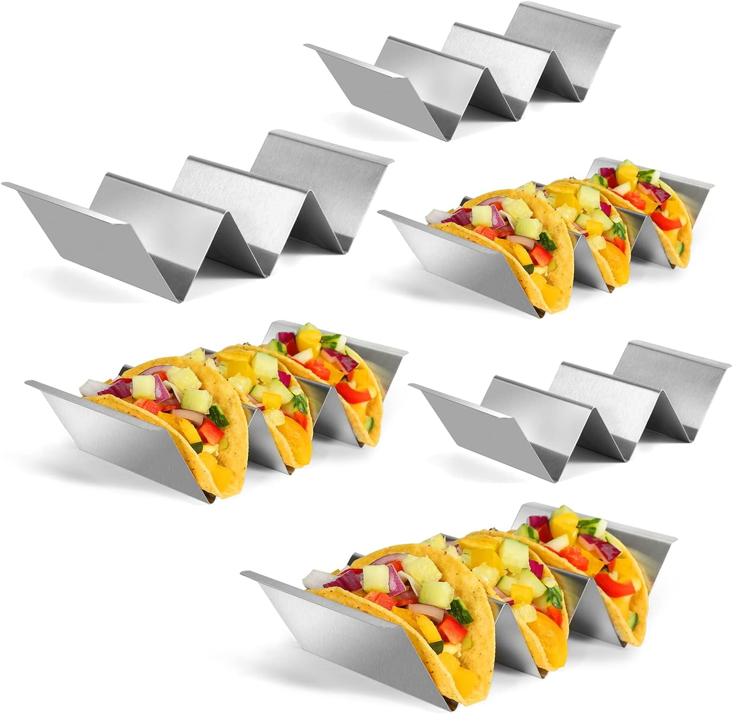Taco Holders Set of 6, Taco Stand, Stainless Steel Taco Holder, with ...