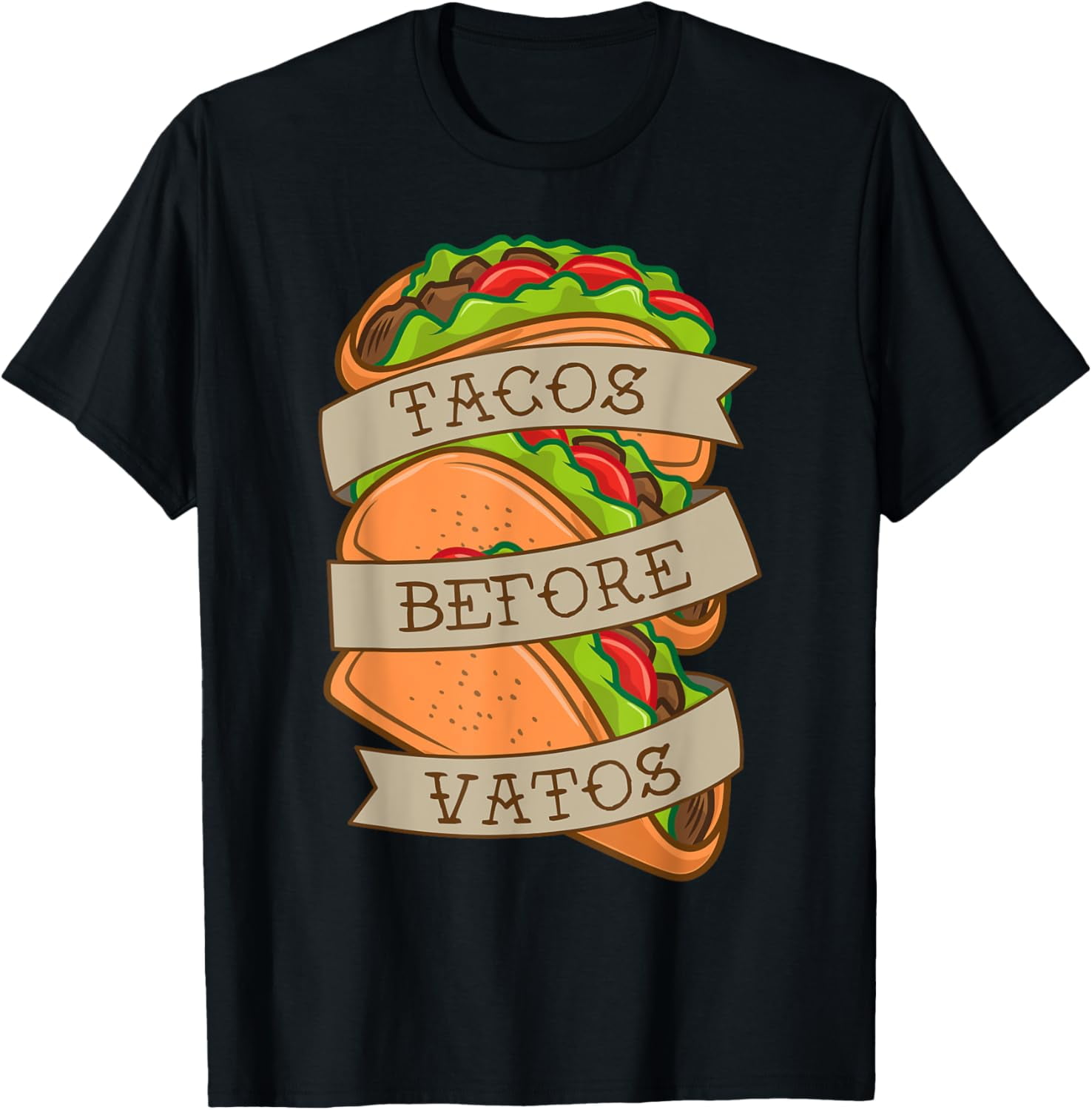 Taco Lover Tacos Before Vatos Tattoo Style Taco Art T-Shirt - Walmart.com