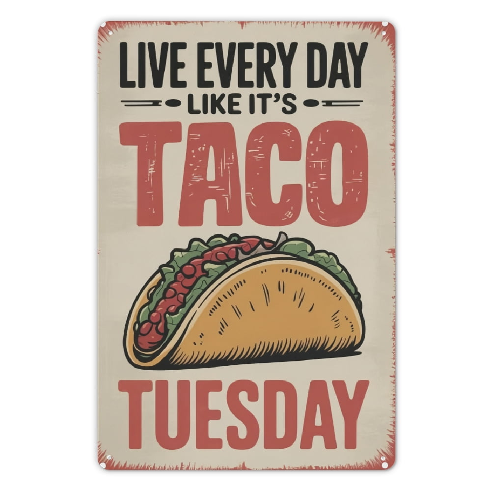 Taco Lover Tin Sign 8X12IN Festive Metal Wall Art for Kitchen, Mexican ...