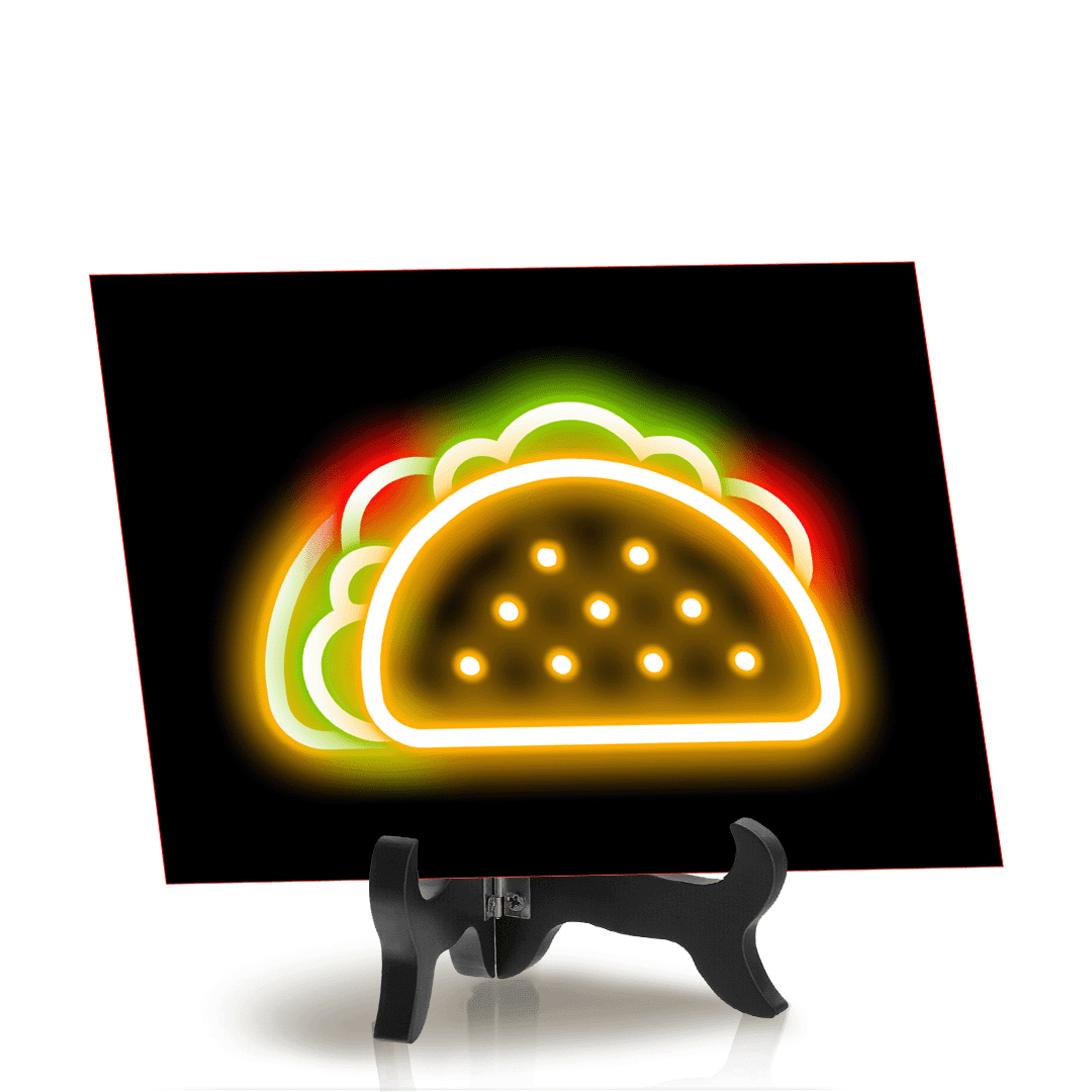 Taco Neon Graphic Style Table Sign with Acrylic Stand (6x8“) | Live ...