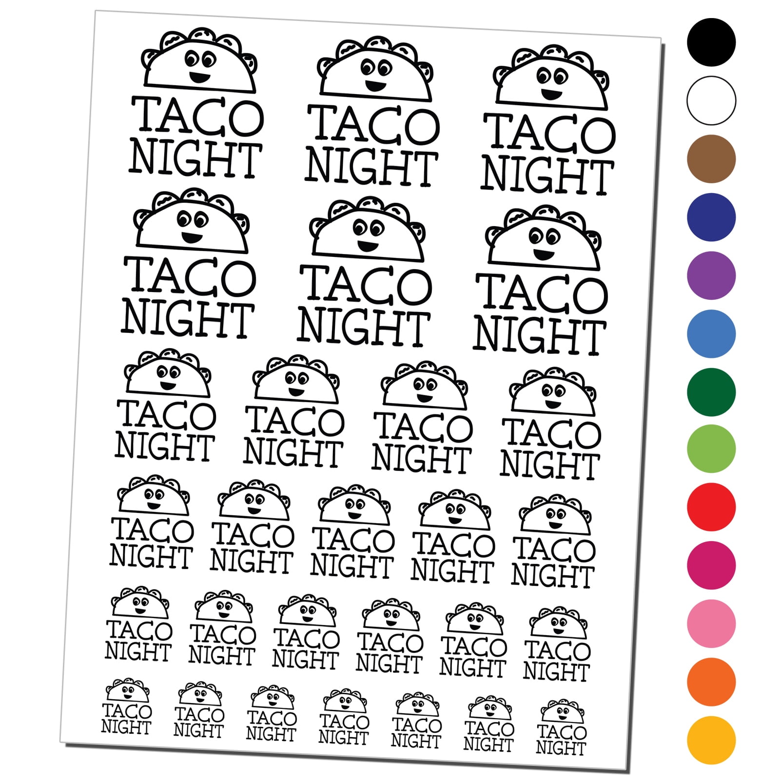 Taco Night Cute Doodle Water Resistant Temporary Tattoo Set Fake Body ...