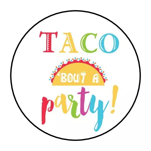 Taco Party Favor Labels Round Stickers Phone Decal Water Bottle ...