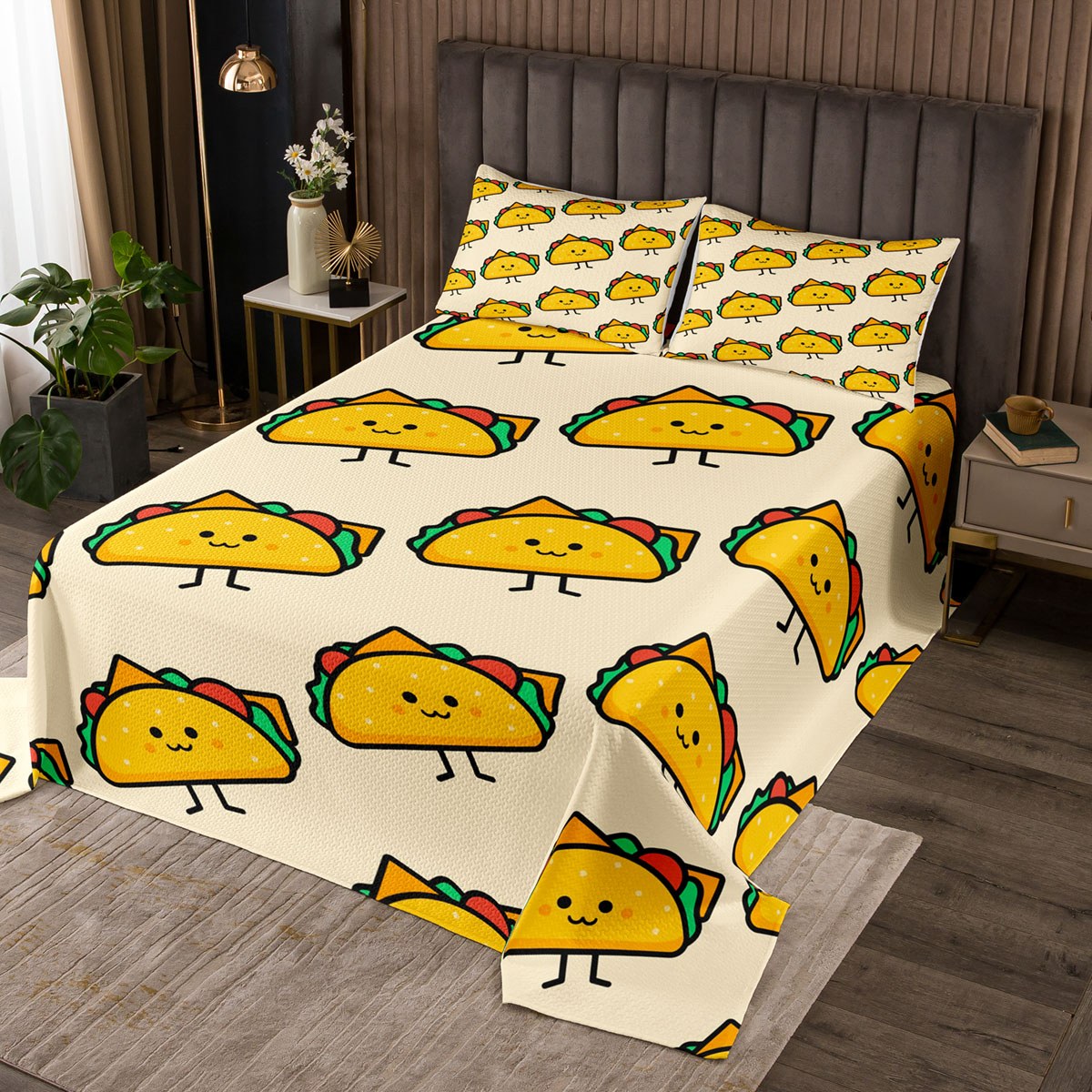Taco Party Quilt Set Mexican Taco Coverlet Set 3D Funny Realistic Food ...