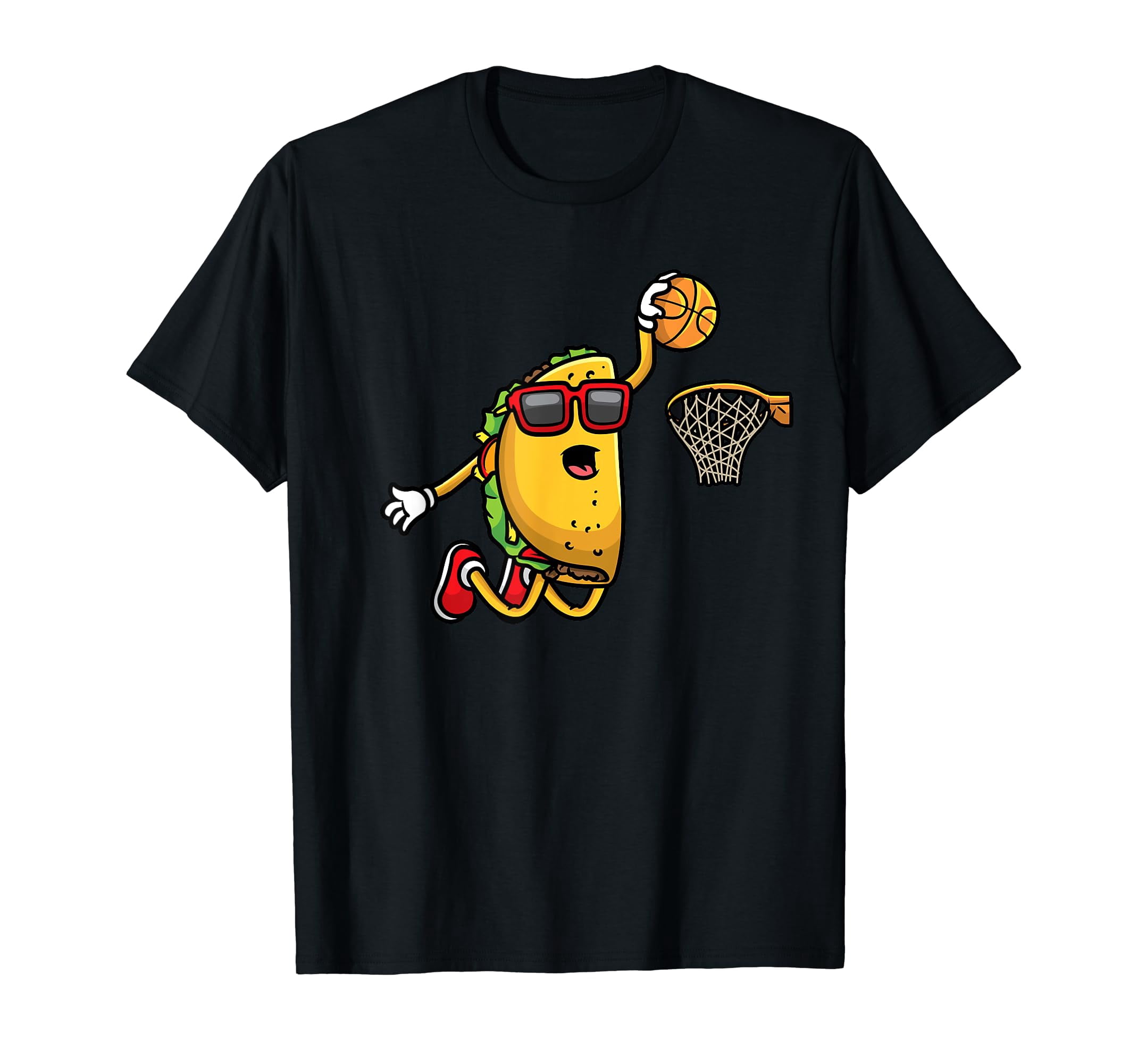 Taco Playing Basketball Mexican Cinco De Mayo Men Cotton Black T-Shirt ...