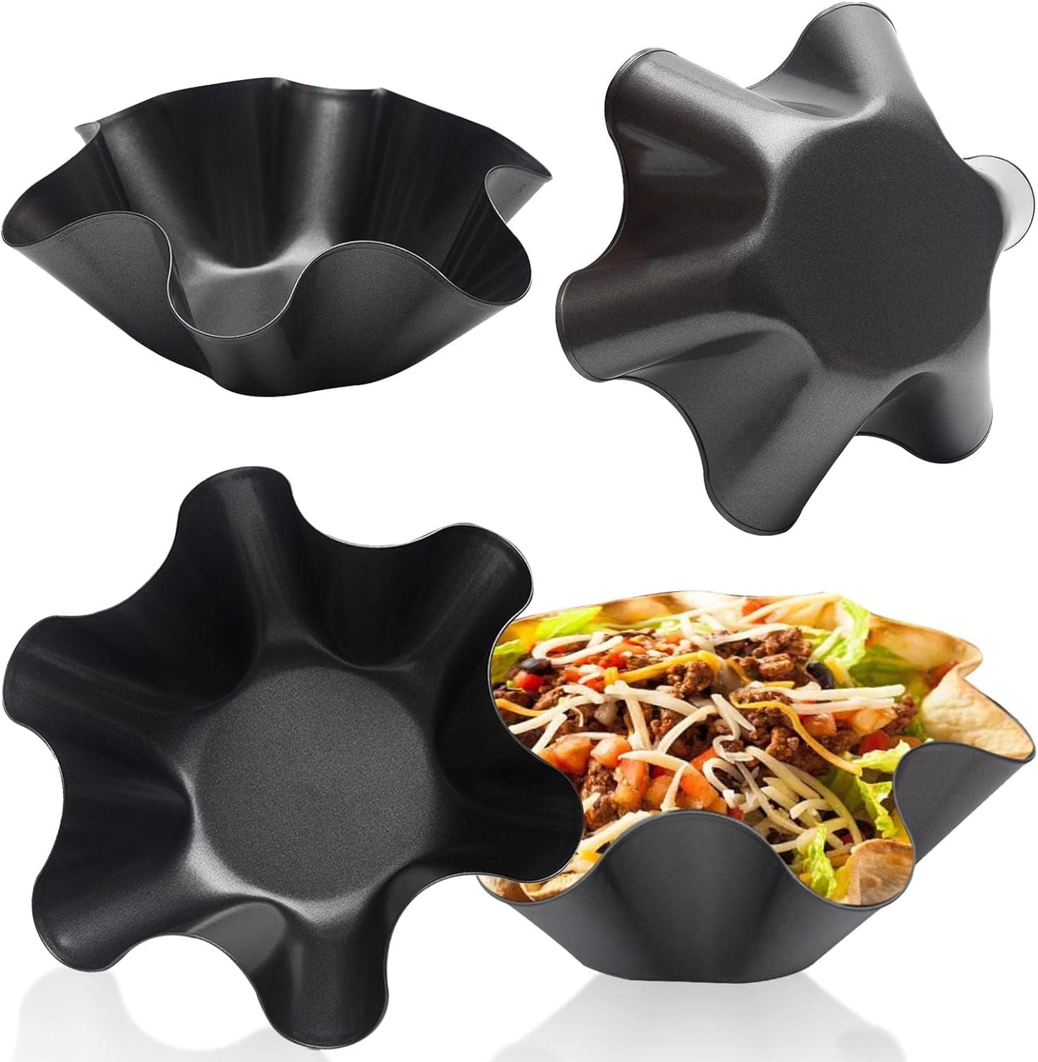 Taco Salad Bowl Maker Molds, 4Pcs Non Stick Carbon Steel Baking Bowls ...