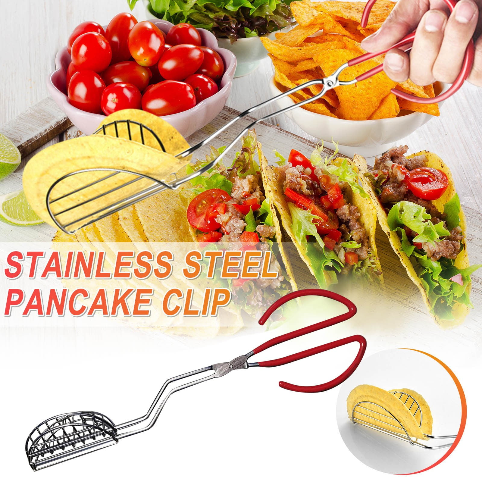 Taco Shell Maker Press | Stainless Steel Tortilla Fryer Tongs with V ...