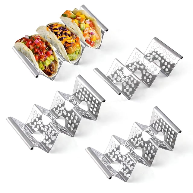 Taco Shell Rack 4-Pack, Metal Taco Holder with Vent Holes for Even ...