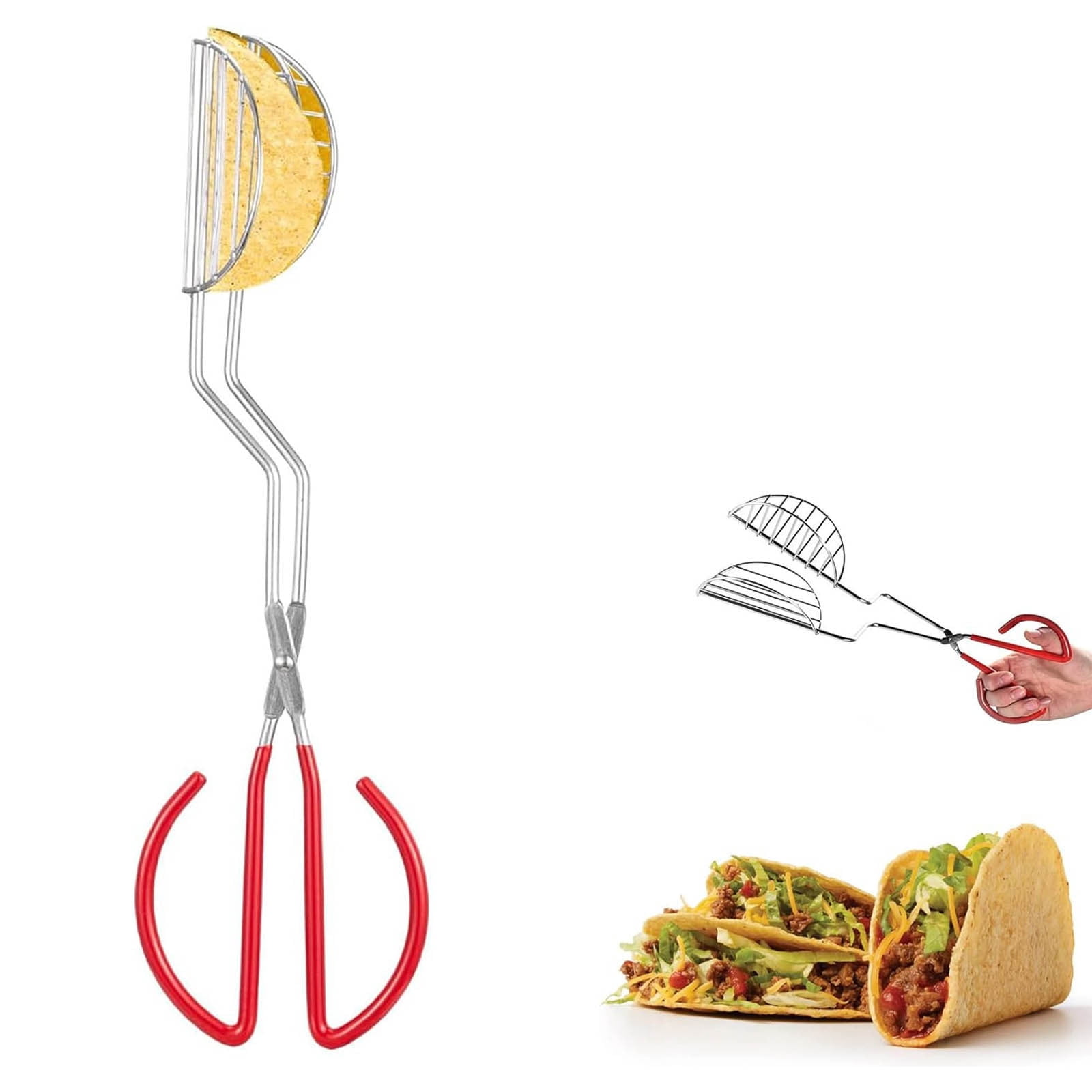 Taco Shell Tongs for Frying - 1 Units 2 Inch U-shapedEasy-Grip Tool for ...