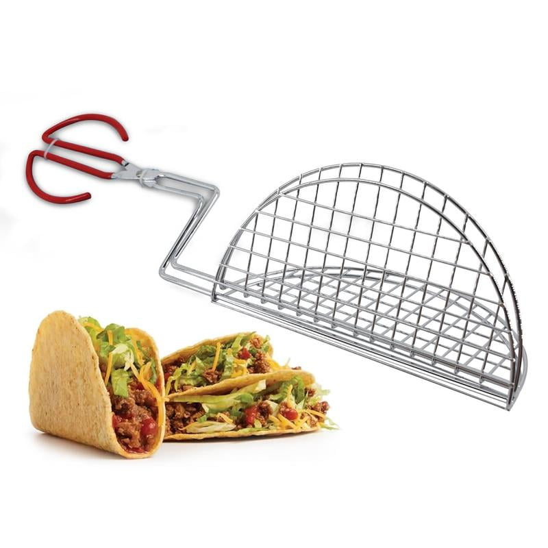Taco Shell Tongs for Frying - 8 Inch Easy-Grip Tool for Making Crispy ...