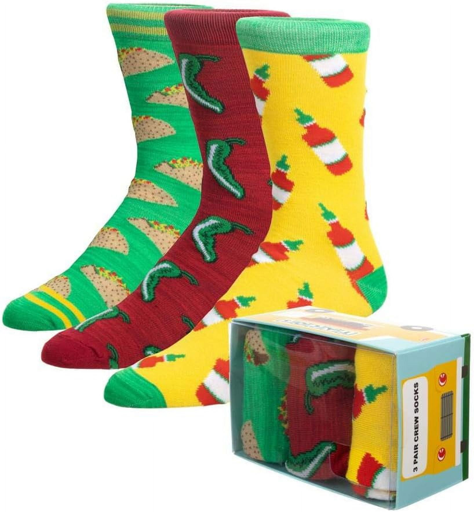 Taco Theme Mens' Tacos Jalapenos Hot Sauce 3 Pair Crew Box Set ...