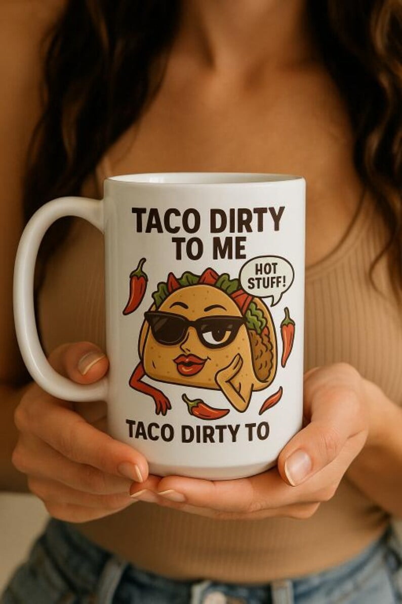 Taco-Themed Mug - Fun kitchen decor for taco fans, BBQ party must-have ...