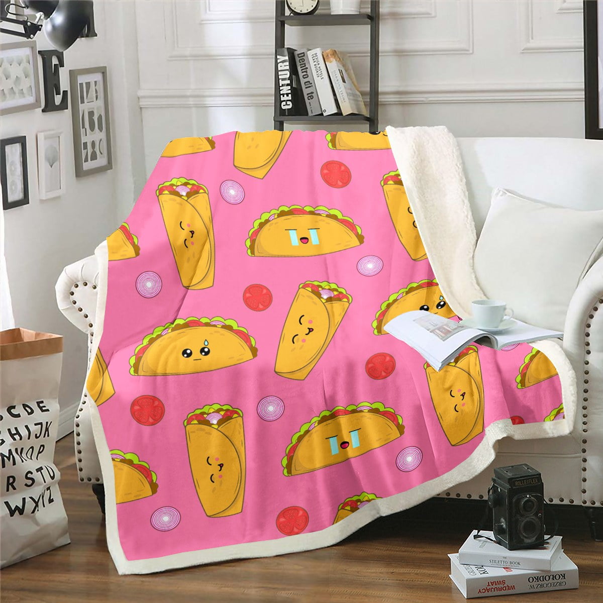 Taco Throw Blanket Funny Fast Food Blanket Mexican Cuisine Burritos ...