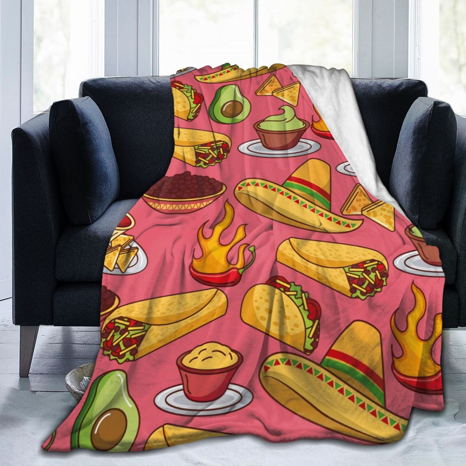 Taco Throw Blanket Soft Cozy Warm Durable Fuzzy Flannel Blankets 60 x ...