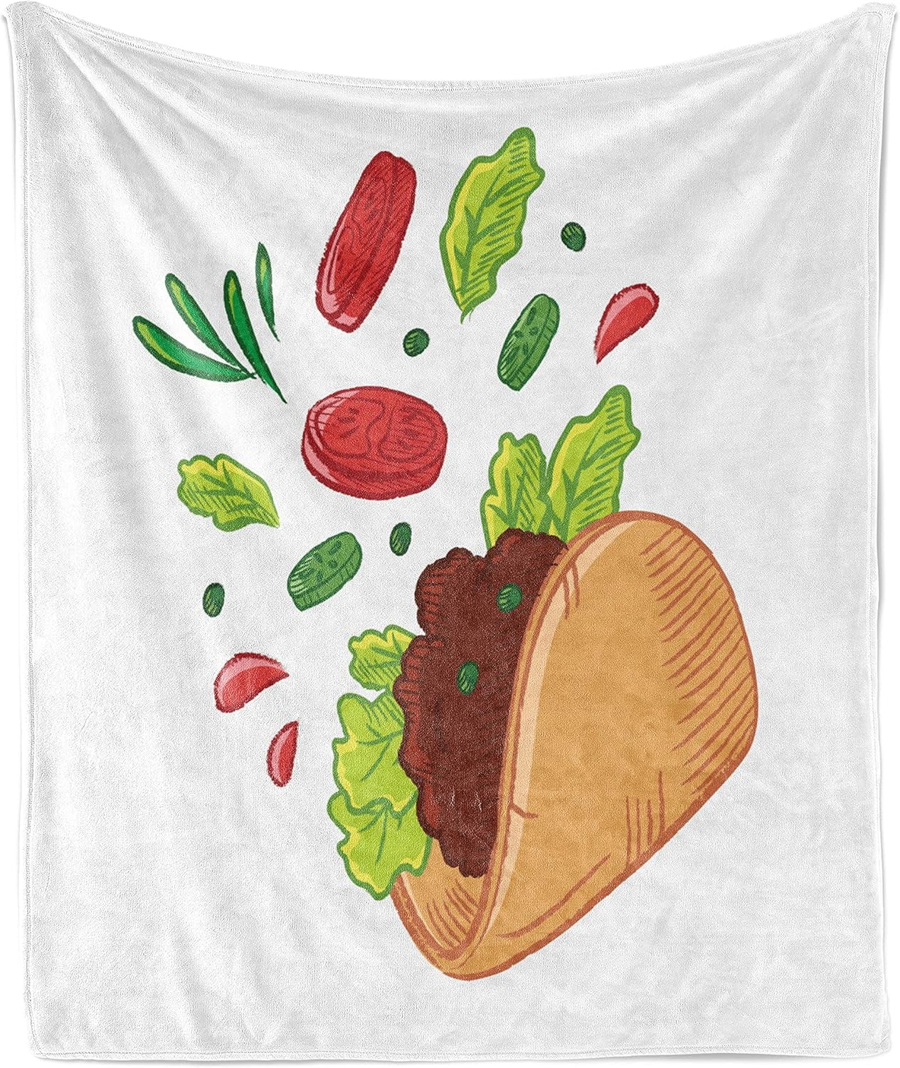 Taco Throw Blanket, Vegan Snacks with Mexican Wheat Tortilla Lettuce ...