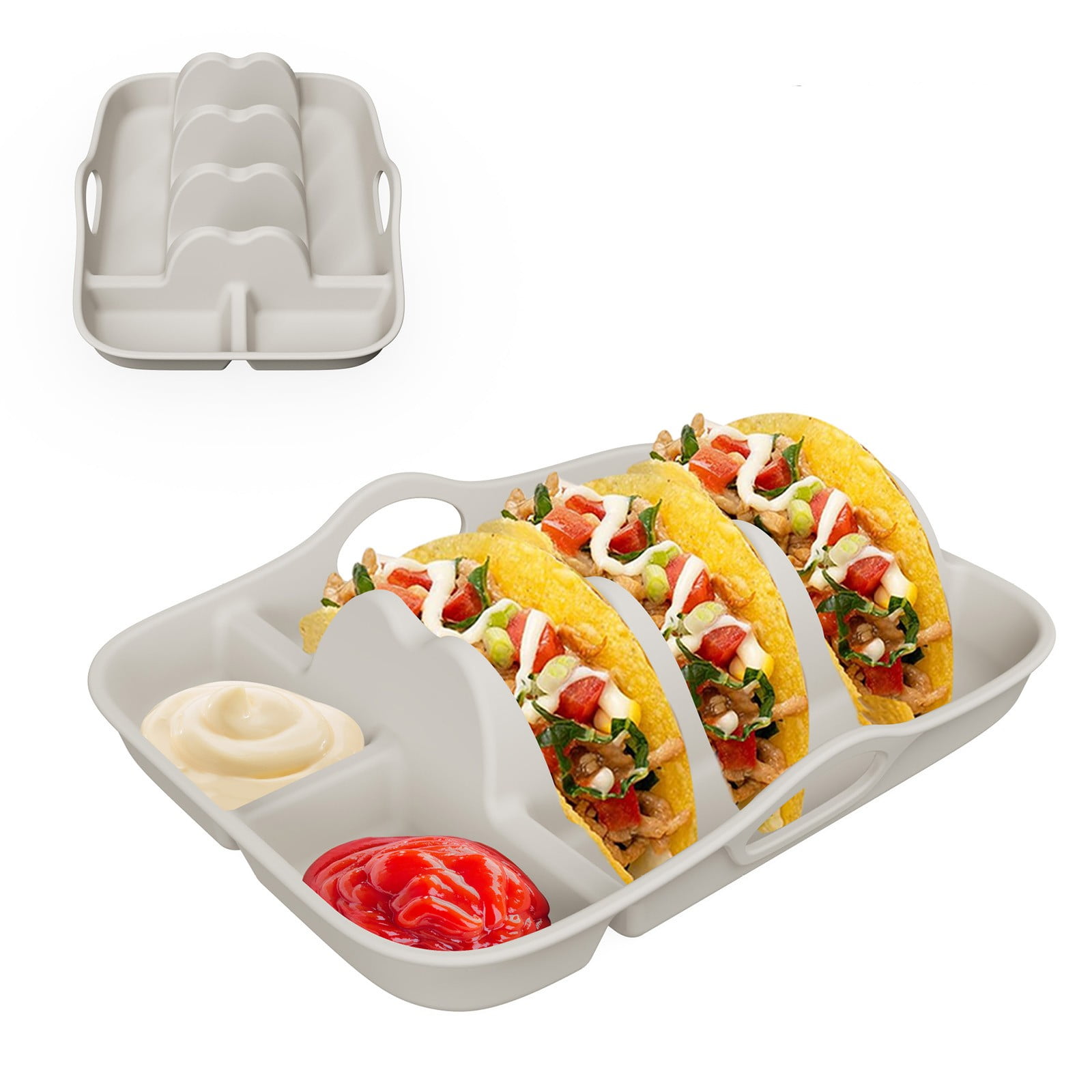 Taco Trays for Serving, Taco Plates with Dividers, Taco Tray, Silicone ...