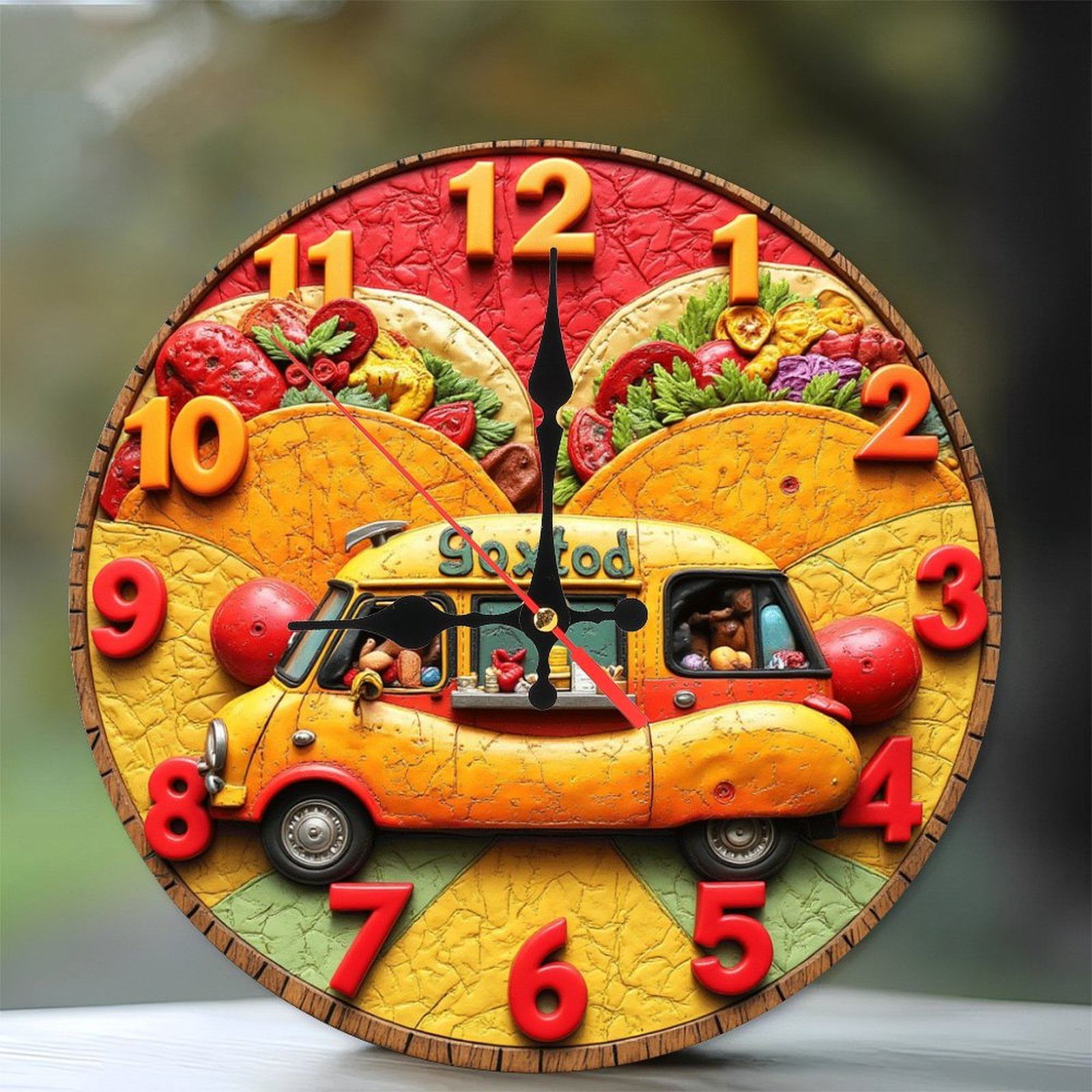 Taco Truck Food Van Wall Clock Unique Gift Kitchen Decor 10-Inch Silent ...