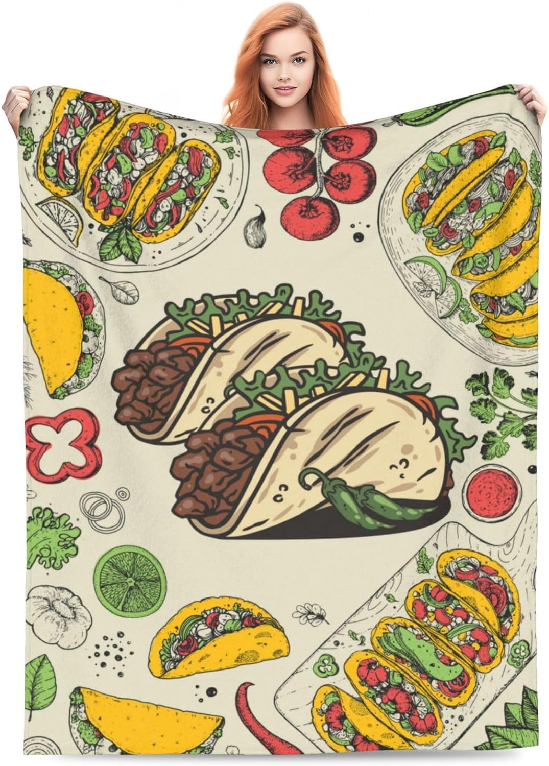 Taco Tuesday Party Flannel Fleece Food Throw Blanket Super Soft ...
