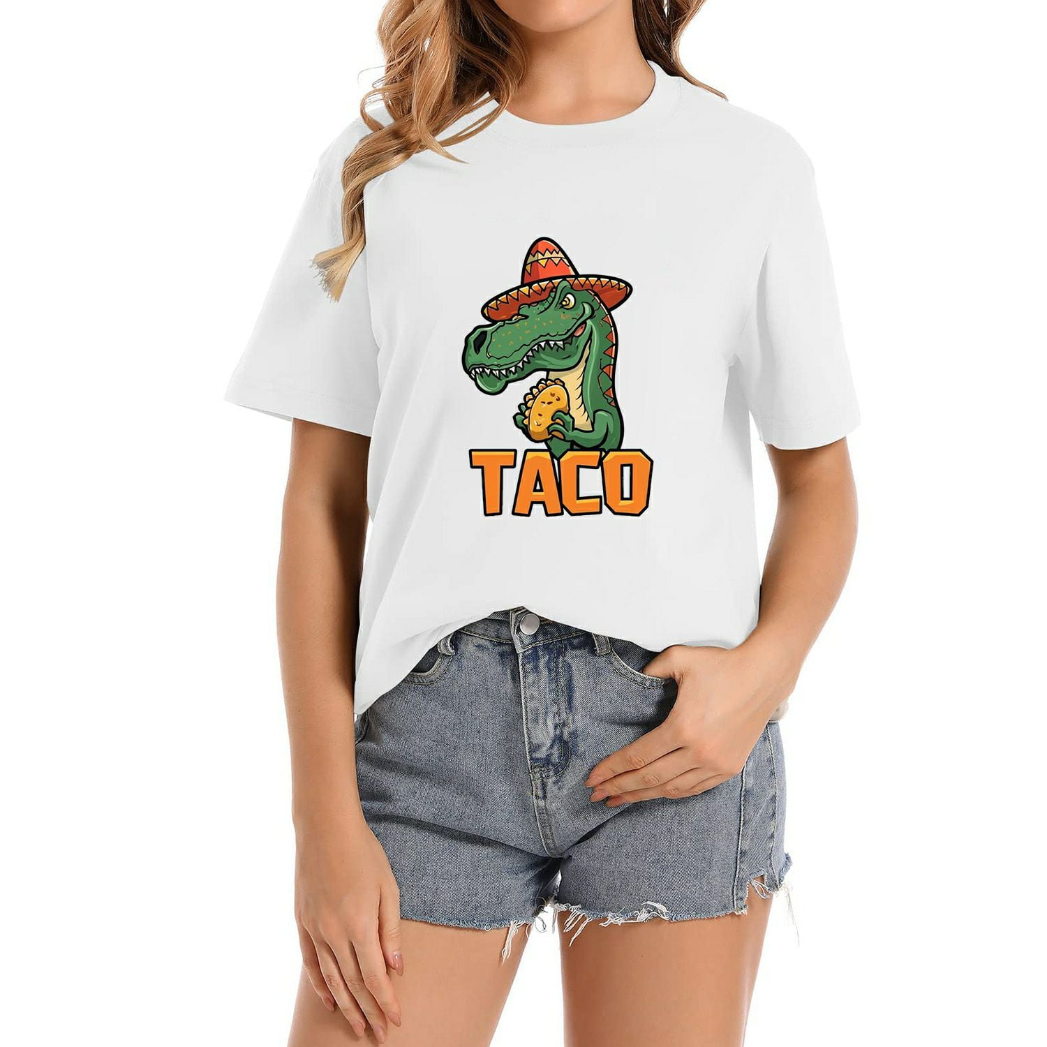 Taco saurus Retro Shirts White XL - Walmart.com