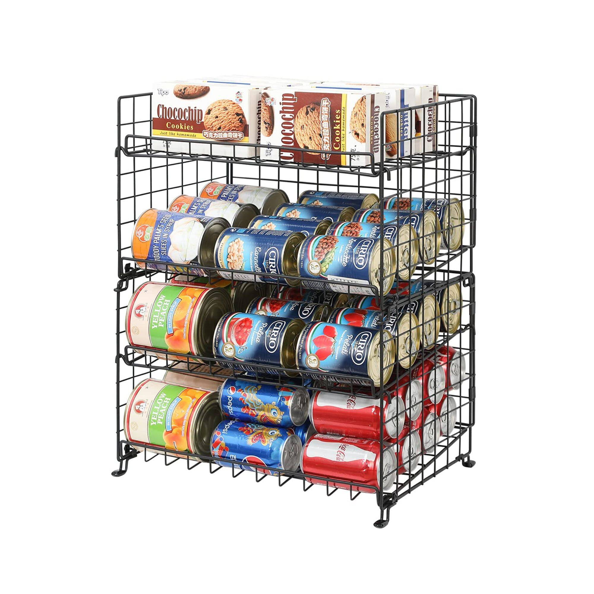 Tacoday 4-Tier Kitchen Pantry Stackable Storage Cabinet Organizer ...