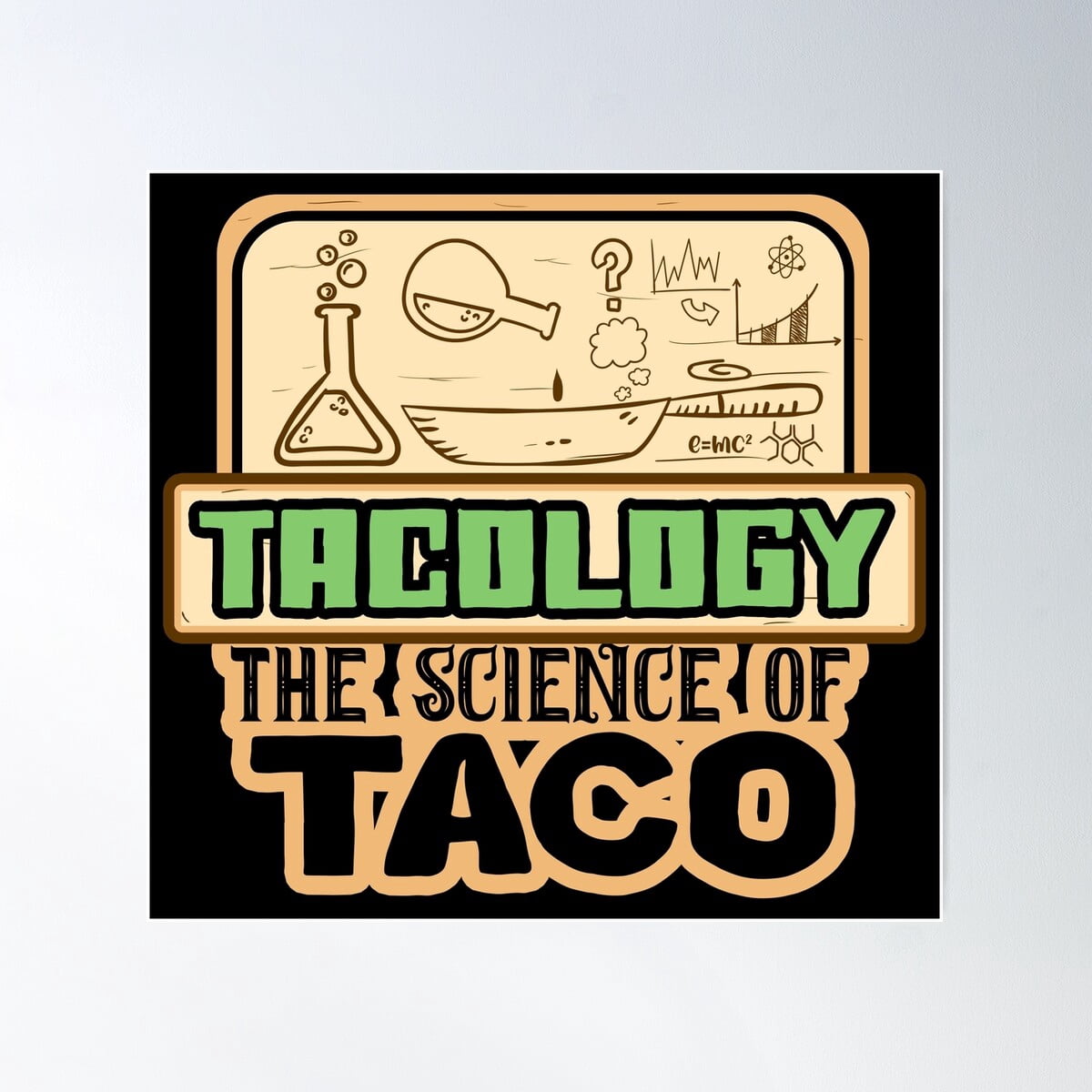 Tacology : The Science Of Taco Poster Wall Art, Modern Wall Decor For ...