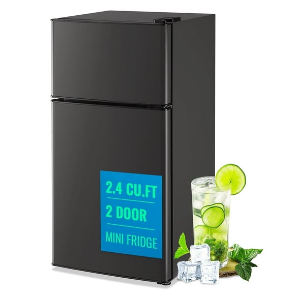 Tacool Small Mini Fridge, Top Freezer, Dual Door Refrigerator, 2.4 Cu ...