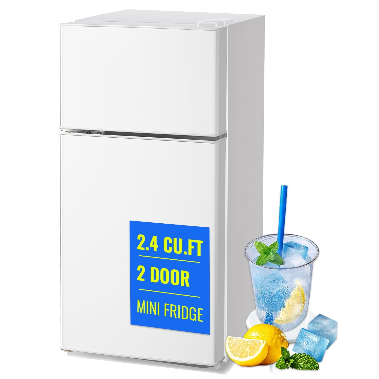 Tacool Apartment Size Mini Fridge Dual Door 2.4Cu.ft Dorm Small ...