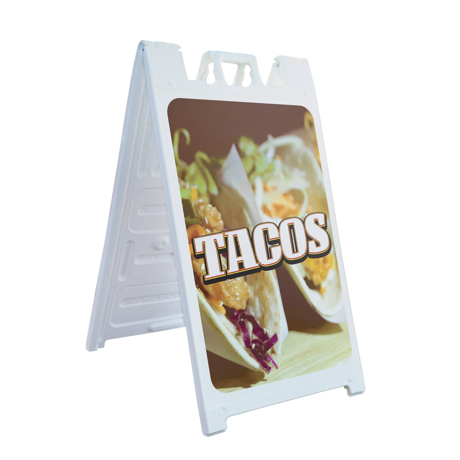 Tacos 24" x 36" Double Sided A-Frame Sidewalk Sign, Includes 2 Plastic ...