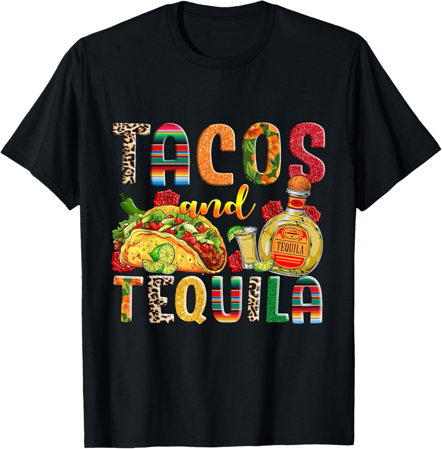 Tacos And Tequila Funny Drinking Taco Mexican Food Lover T-Shirt ...