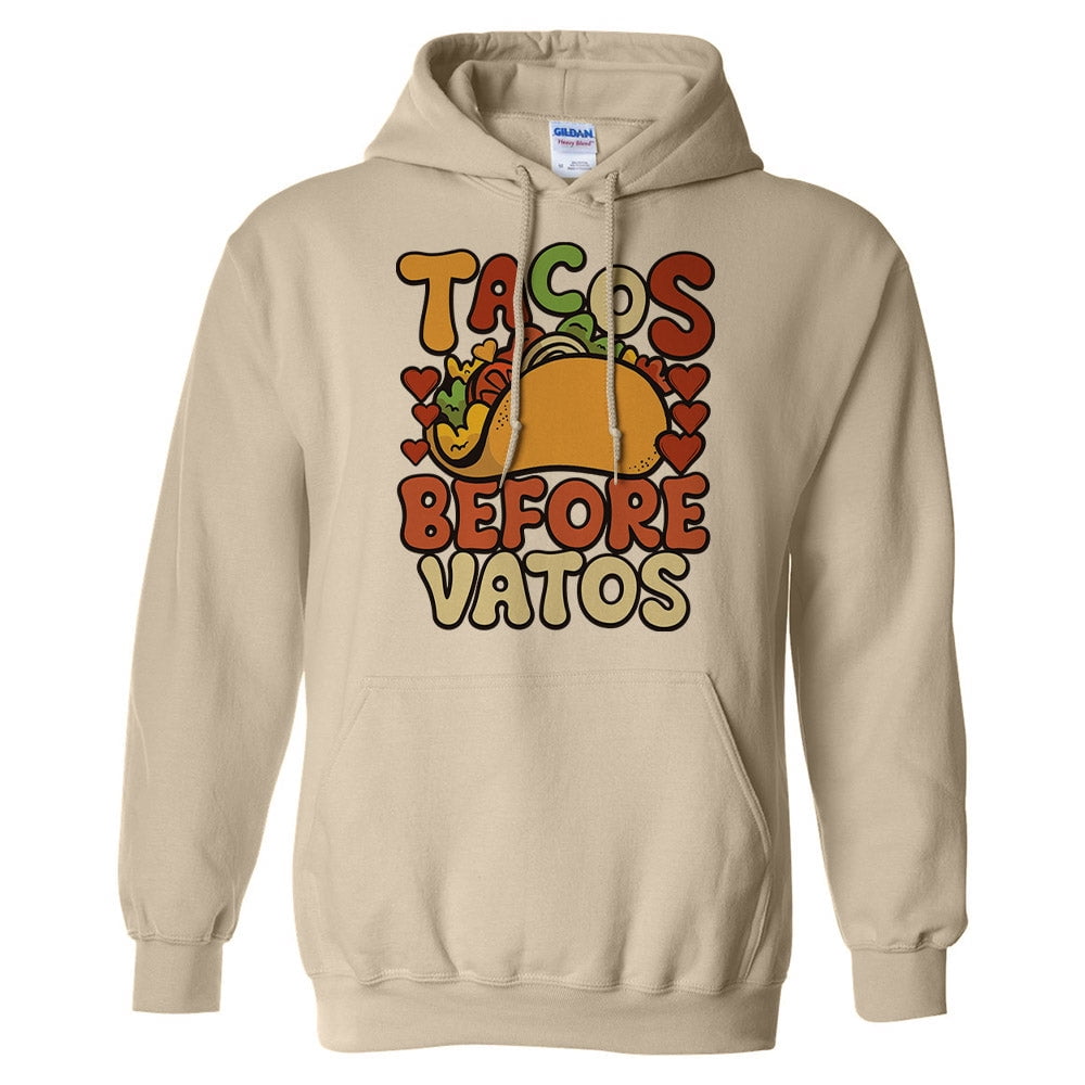 Tacos Before Vatos Hoodie Sweatshirt Unisex Medium Sand - Walmart.com