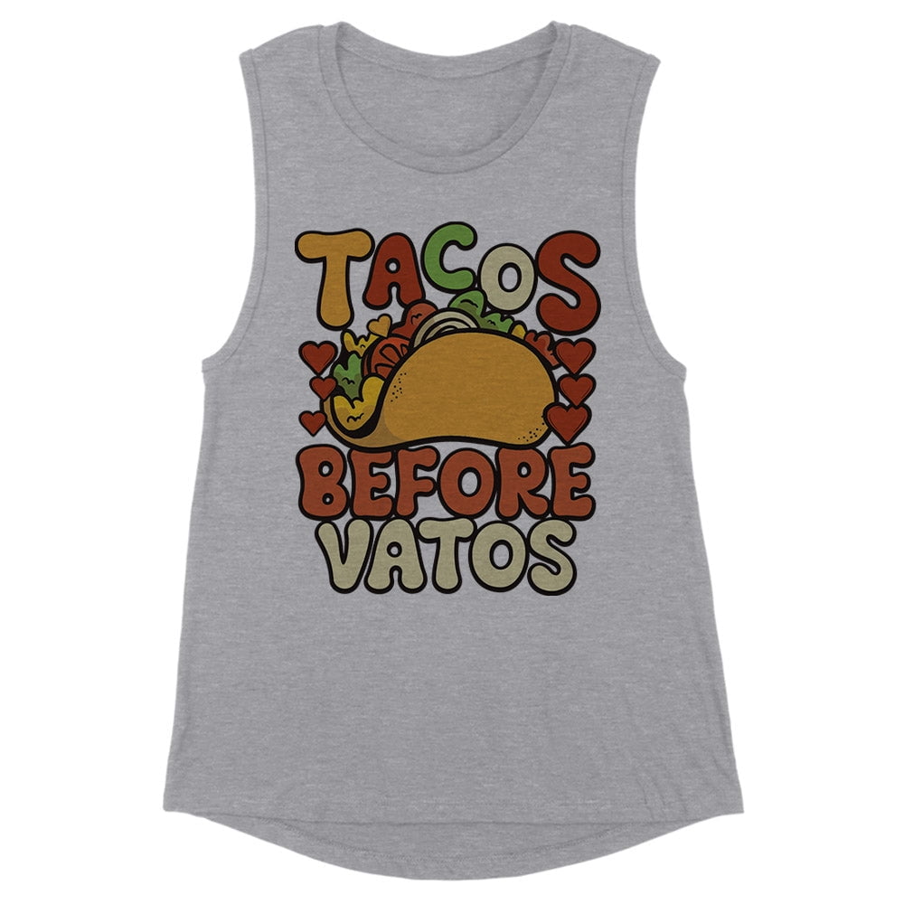 Tacos Before Vatos Women's Muscle Tank Large Heather Grey - Walmart.com