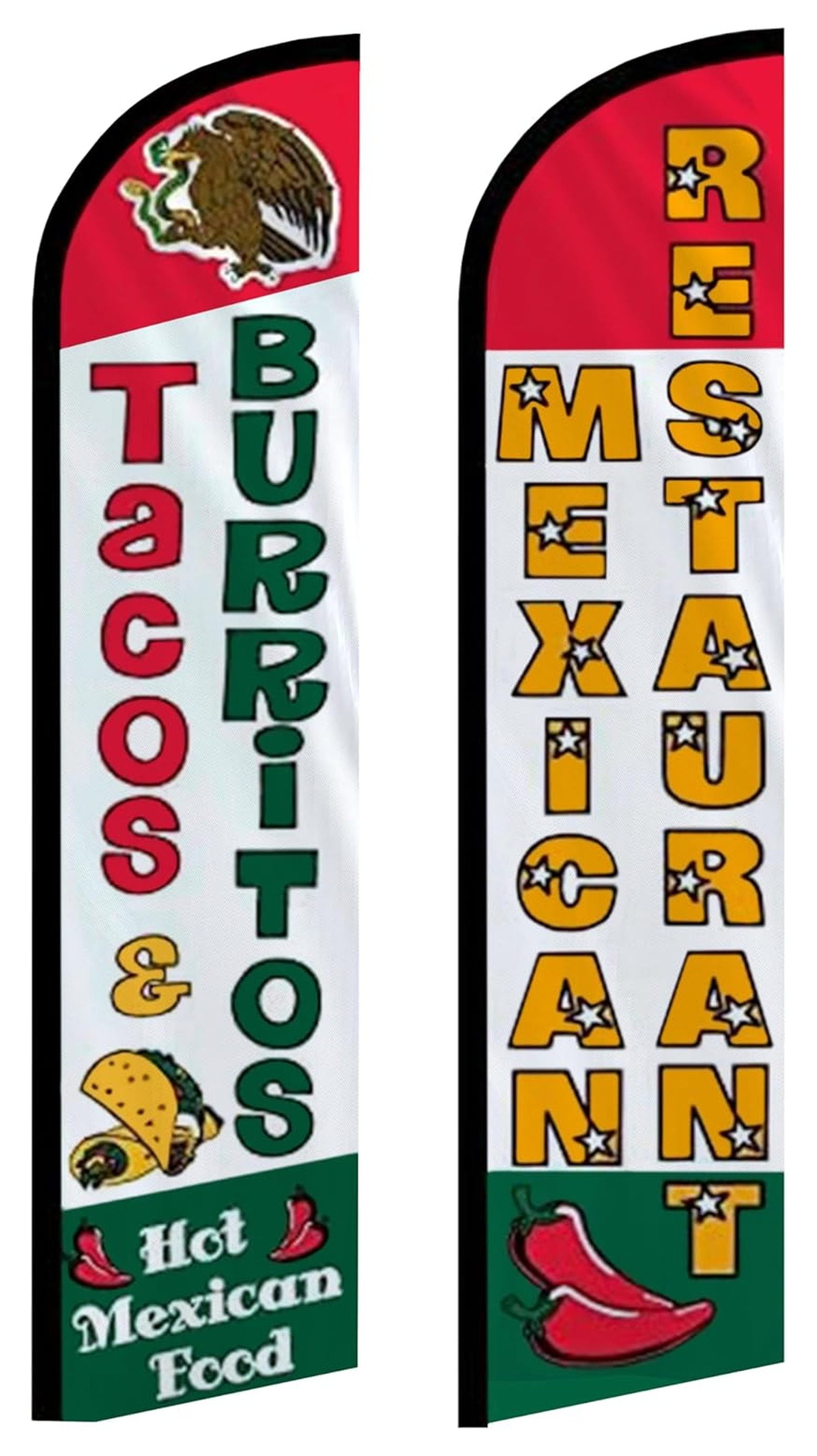 Tacos Burritos Mexican Restaurant Flag Pack of 2 | Tacos Flags for ...