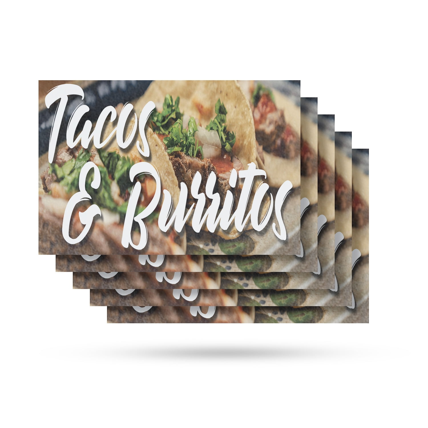 Tacos and Burritos Vinyl Decal 5 Pack of 24 Inch x 36 Inch Weatherproof ...