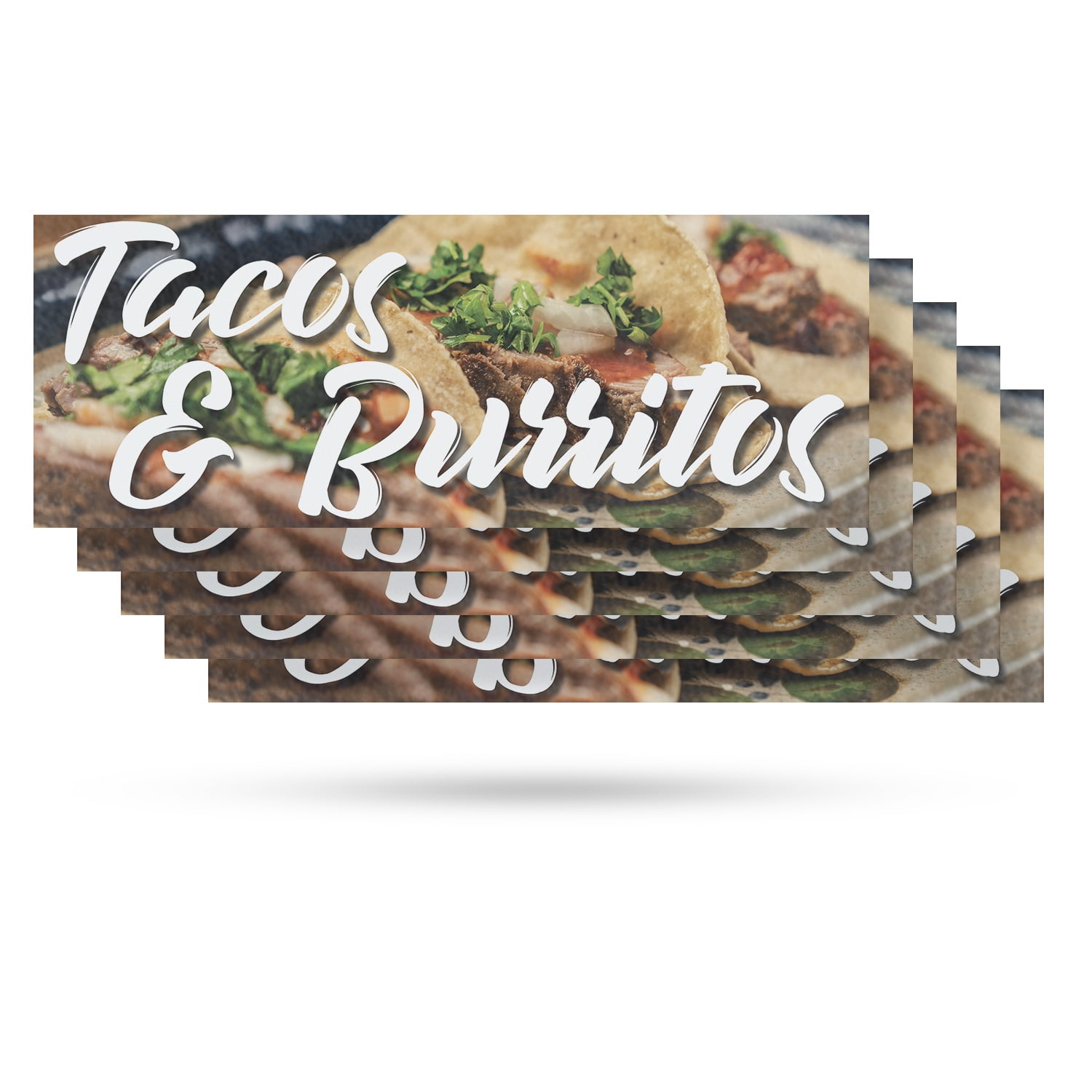 Tacos and Burritos Vinyl Decal 5 Pack of 24 Inch x 9 Inch Weatherproof ...
