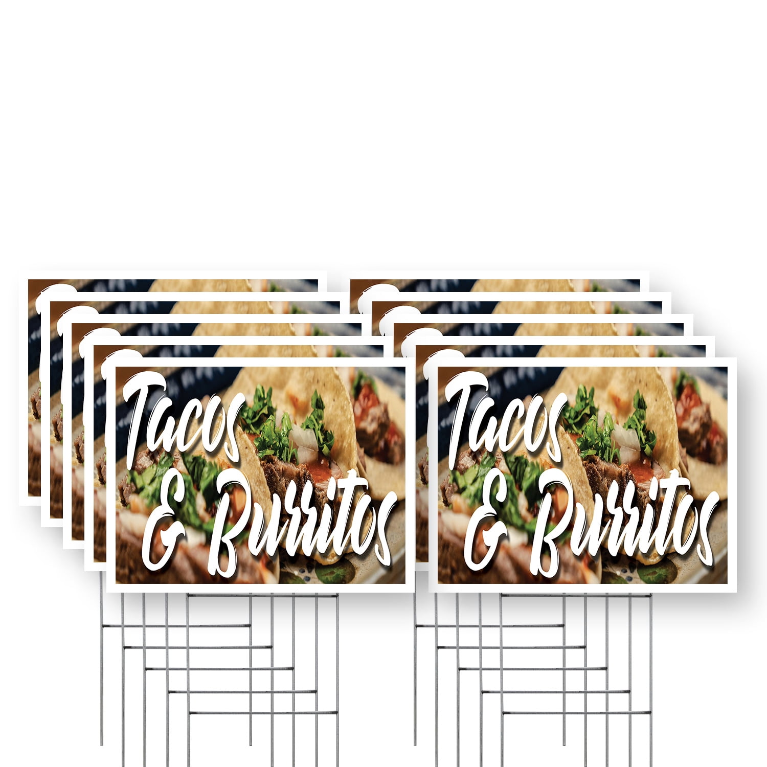 Tacos and Burritos Yard Sign 10 Pack of 12 Inch x 16 Inch Double Sided ...