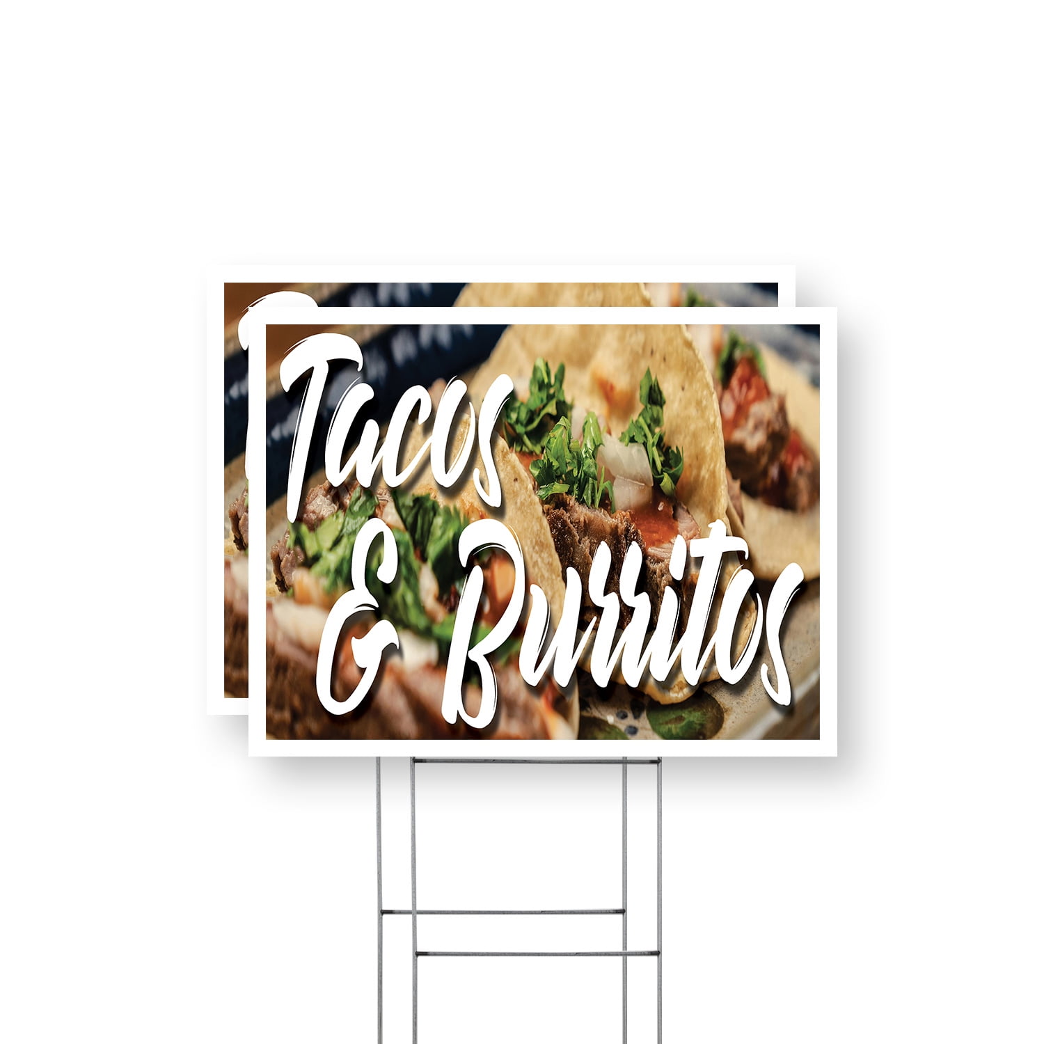 Tacos and Burritos Yard Sign 2 Pack of 12 Inch x 16 Inch Double Sided ...