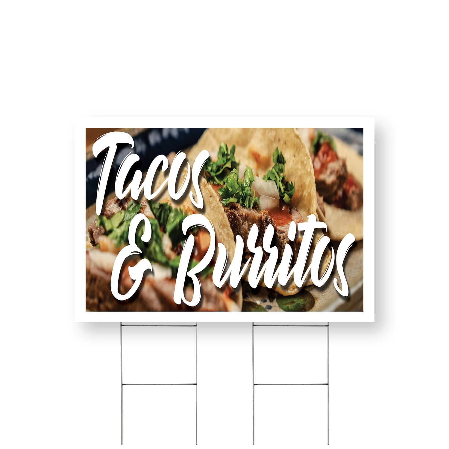 Tacos and Burritos Yard Sign 24 Inch x 36 Inch Double Sided ...